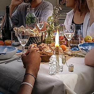 LANMU Molded Glass Table Torch, Outdoor Patio Garden Torch, DIY Skeleton Tabletop Decor, Skull Torch for Party/ Halloween/ Thanksgiving/ Christmas