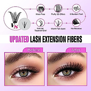 DIY Lash Extension Kit 280pcs Individual Lashes Cluster D Curl Eyelash Extension Kit 30D 40D 9-16mm Mix Lash Clusters with Lash Bond and Seal and Lash Applicator Tool for Self Application at Home (30D+40D-0.07D-9-16MIX KIT)