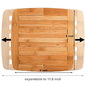 Yarlung 2 Pack Bamboo Trivet Expandable 9 Inch to 11.8 Inch, Square Hot Pad Trivet Wooden Heat Resistant Mat for Hot Dishes, Bowls, Plates, Pots and Pans, Tabletop Protection