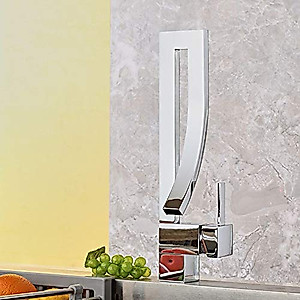 Mixer Tap Brushed Chrome Paint Faucet Washbasin Creative Concept Stylish Hot Cold Single Hole Mixer Tap Sink Bathtub Tub Wash Mixing Valve for Home Commercial Hotel Bathroom Kitchen Toilet