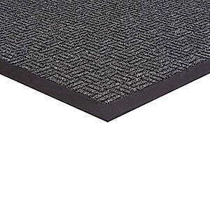 Amazon Basics Molded Carpet & Rubber Commercial Scraper Entrance Mat Parquet Pattern, Charcoal, 2 x 3