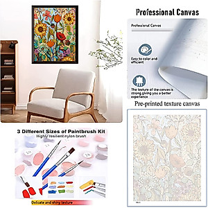 hkejoi Paint by Number for Kit Adults Canvas,Adults Paint by Numbers Kits,Acrylic Flowers Painting by Numbers for Adults for Home Wall Decoration and 16X12inch
