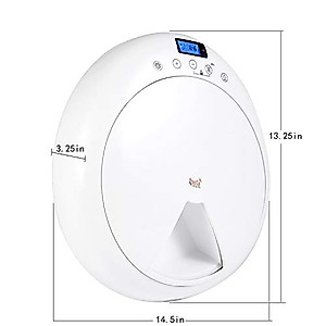 QPETS 6 Meals Automatic Cat Dog Feeder Auto Pet Feeder with Programmable Timer ,Auto Dry and Wet Food Dispenser for Kitten and Little Dog Voice Recording and Playing