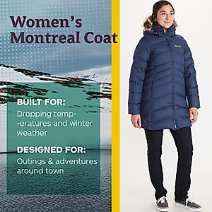 MARMOT Women's Montreal Mid-Thigh Length Down Puffer Coat, Arctic Navy, Large