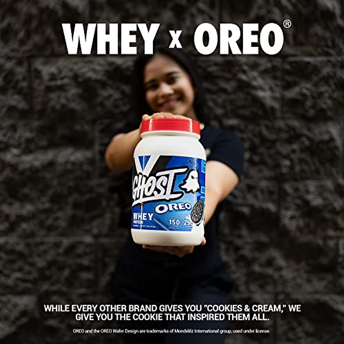 GHOST WHEY Protein Powder, Oreo - 2lb, 25g of Protein - Whey Protein Blend -Post Workout Fitness & Nutrition Shakes, Smoothies, Baking & Cooking - Cookie Pieces Inside