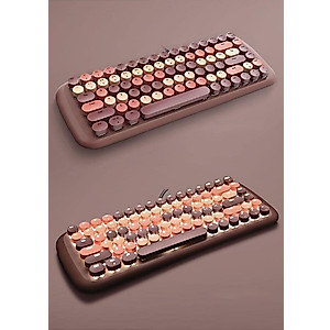 Mechanical Keyboard Wired 84 Keys Gaming Keyboard Mixed Color Retro Round Keycaps Keyboard for PC Gamer/Office/Home ​Computer (Color: Chocolate/Cherry Blossom Pink) (Color : Chocolate)