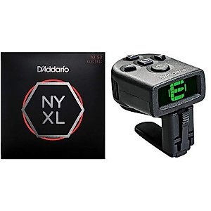 D'Addario NYXL Light Top / Heavy Bottom Electric Guitar Strings and NS Micro Tuner Bundle