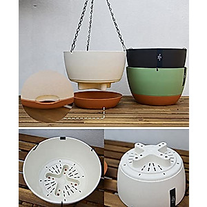 COGINQUS Hanging Planters Set,3pcs Hanging Flower Plant Pot with Drainage Hole,Removable Tray Basket for Indoor Outdoor Garden Herb Succulent Ceiling Wall Window Hanging Planter with Chain