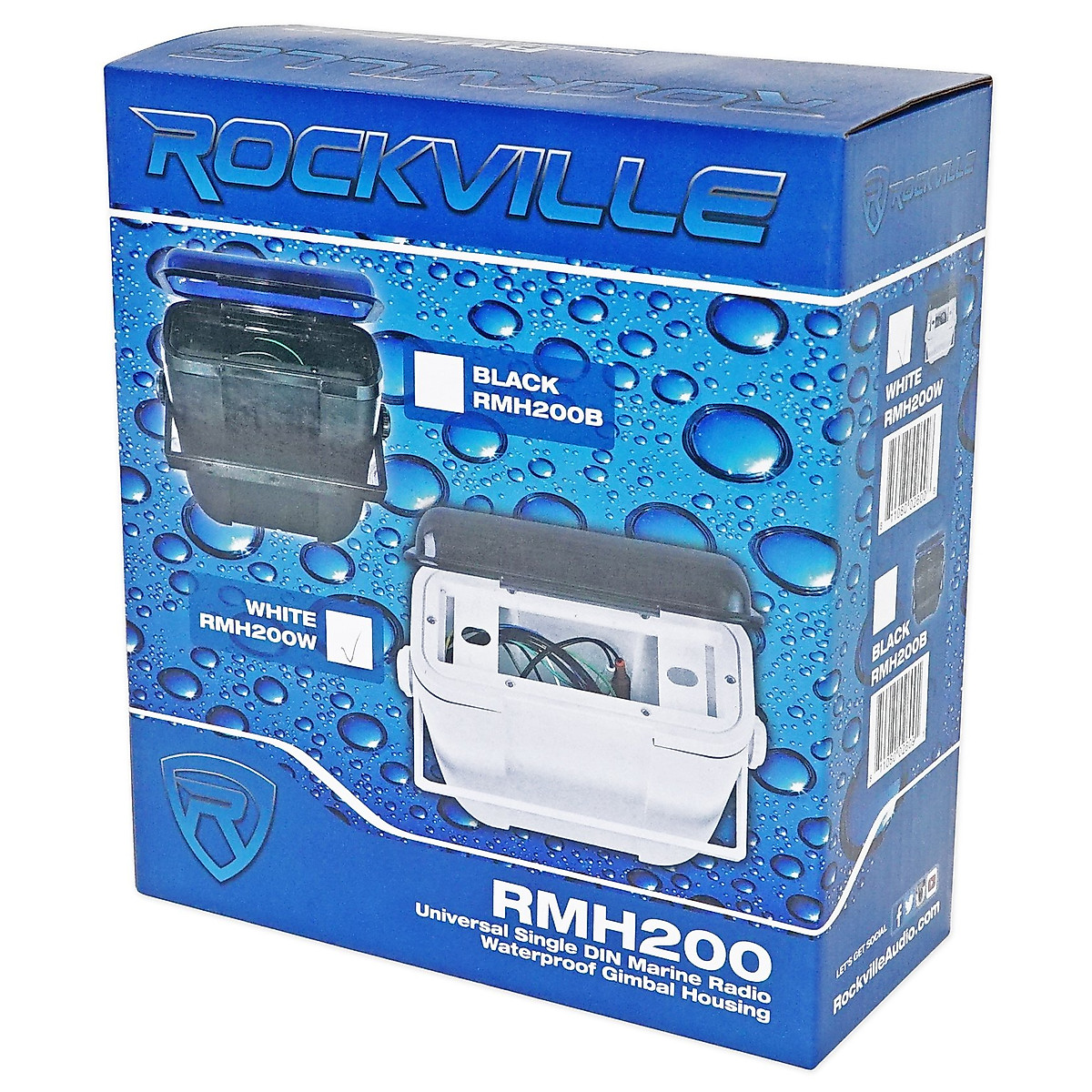 Rockville Rmh200w Single Din Marine Radio Waterproof Gimbal Housing, White