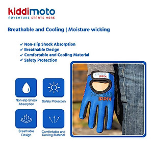 Kiddimoto Kids Cycling Gloves| Anti-Slip Kids Bike Gloves for Boys and Girls| Full Finger Kids Mountain Bike Gloves for BMX, MTB Riding, Gymnastics, Scooters, Skateboard, Rollerblade.