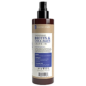 Joanne Jones Thickening Biotin & Collagen Leave-In Conditioner, 8-fl oz Spray Bottle, Boost Moisture and Shine for All Hair Types