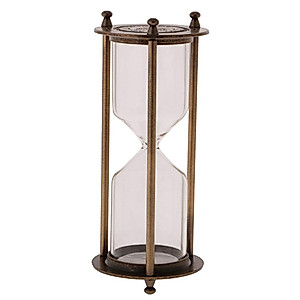 Backbayia Retro Metal Sandglass Empty Hourglass Sand Timer Without Sand for Home Office Decoration (Bronze - S)
