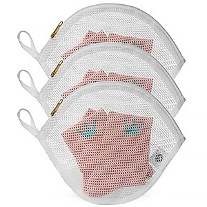 KOOZTI 3 Packs Delicate Laundry Bags for Reusable Socks、Face Masks and Makeup Remover Pads,Fine Mesh Wash Bags,Use YKK Zipper, with Hanger Loop, Portable Laundry Bag (3 Small)