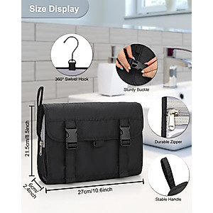 Relavel Toiletry Bag, Travel Hanging Toiletry Bag for Men and Women, Makeup Cosmetic Bag Travel Organizer for Toiletries, Shampoo, Water-resistant Leather and Lining, Full Sized Container Travel Bag