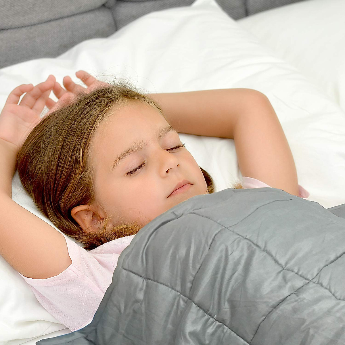 Waowoo Weighted Blanket (4lbs 36"x48") for Restful Sleep, Premium Material with Glass Beads (Dark Gery)