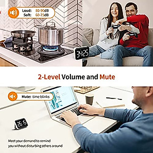 VOCOO Magnetic Kitchen Timer for Cooking with Count Up Countdown, Digital Timer Battery Powered with Large Display, 2 Brightness and Volume Levels for Classroom, Teacher, Kids