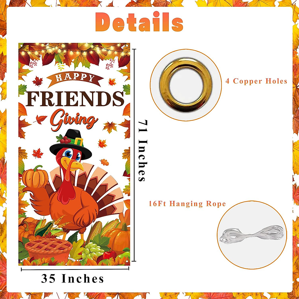Friendsgiving Party Decorations Large Size Happy Friendsgiving Door Banner for Friendsgiving Party Decorations,71x35inch