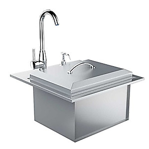 SUNSTONE B-PS21 Commercial Sink with Lid and Cutting Board, 21-Inch