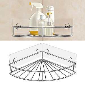 Toxz Stainless Steel Adhesive Corner Bathroom Shelf Storage Wall Shelf Organizer,Shelves for Bathroom/Kitchen,22×22×6.5cm(Ship from US!)