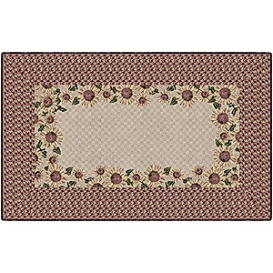Brumlow MILLS Sunflower Braid Printed Pattern Rustic Floral Area Rug for Kitchen, Entryway, Bathroom Mat and Home Décor, 5' x 8', Sunset