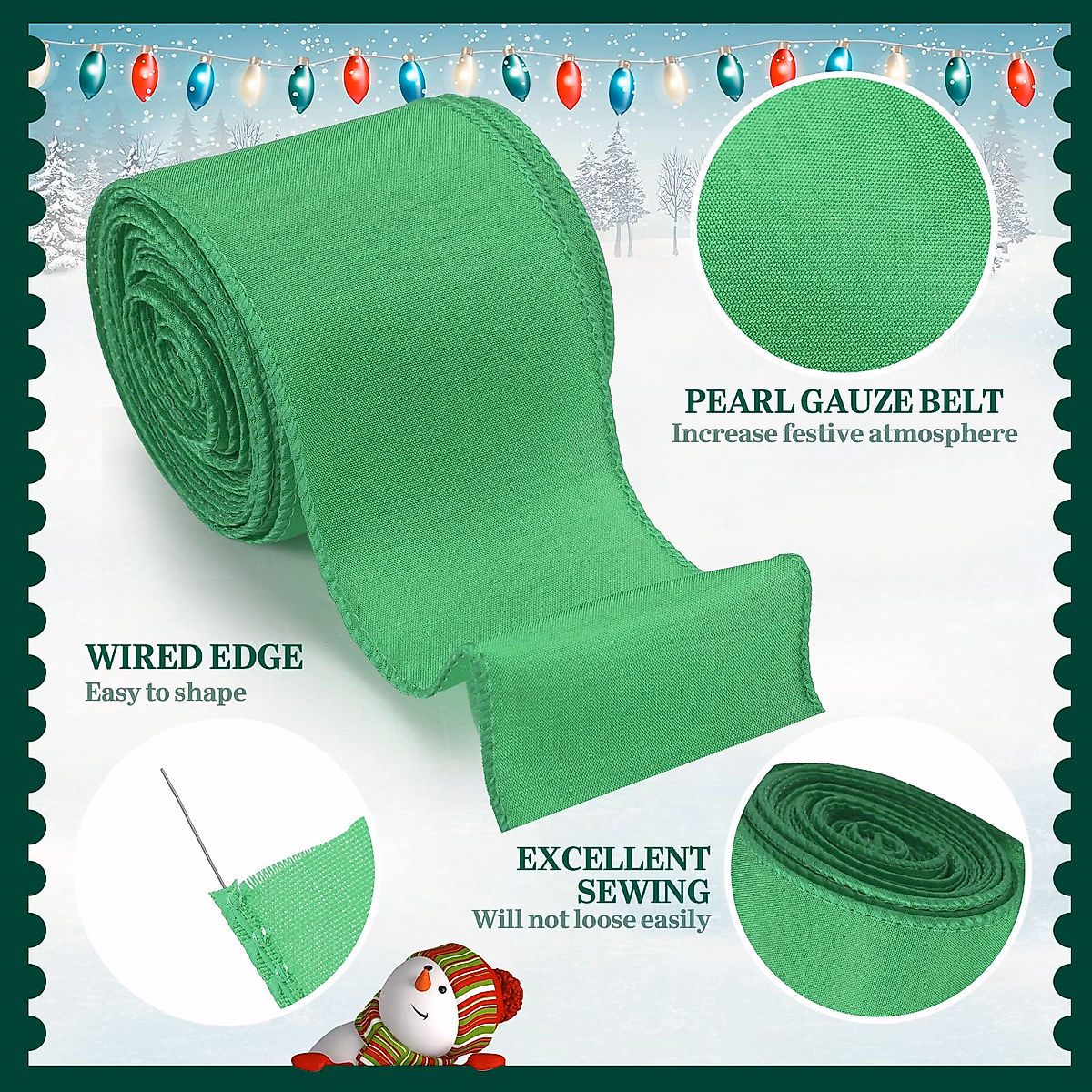 3 Rolls 30 Yards Christmas Polyester Satin Ribbon 2.5 Inches Double Face Wide Wired Satin Ribbon for Christmas Gift Wrapping Crafts Christmas Tree Ribbon Decorations Red Green and White