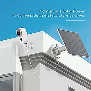 Solar Panel for Wireless Outdoor Security Camera, 5W Waterproof Solar Panels Compatible with Rechargeable Battery Security Camera, 9.8ft Charging Cable, Adjustable Wall Mount, Pack of 2