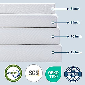 EGO Twin Mattress 6 Inch Green Tea Memory Foam Mattress Twin, CertiPUR-US Certified, Cooling Gel Bed Mattress, Fiberglass Free Bed in a Box, Twin mattresses for Kids, Bunk Bed, Trundle, Daybed