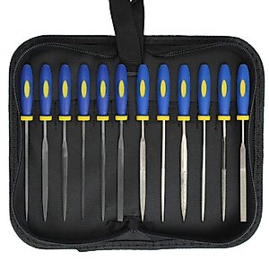KALIM 2 Sets Carbon Steel File and Diamond File(Total 12pcs), Suitable for Metal, Wood, Jewelry, Model, DIY and Nearly All Uses, Packed in A Carry Bag.