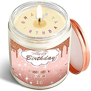 Vlipoeasn Happy Birthday Scented Candle Gifts for Her | Unique Gift for Best Friend Happy Birthday Hidden in Candle | Funny Soy Wax Candles Scents of Vanilla Gift Idea for Sister Mom Coworker 7OZ