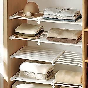 KIKILIE Closet Tension Shelf,Metal Expandable Shelf Organizer,Adjustable Shelves for Organization,No-Drill Dividers Locker Storage Rack Wardrobe Cabinet Bathroom