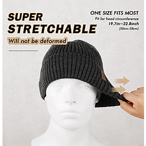 Wmcaps Warm Beanie Hats for Men Women, Fleece Lined Beanie Warm Winter Caps Unisex Fashion Knit Cuffed Cap (Slate Gray)