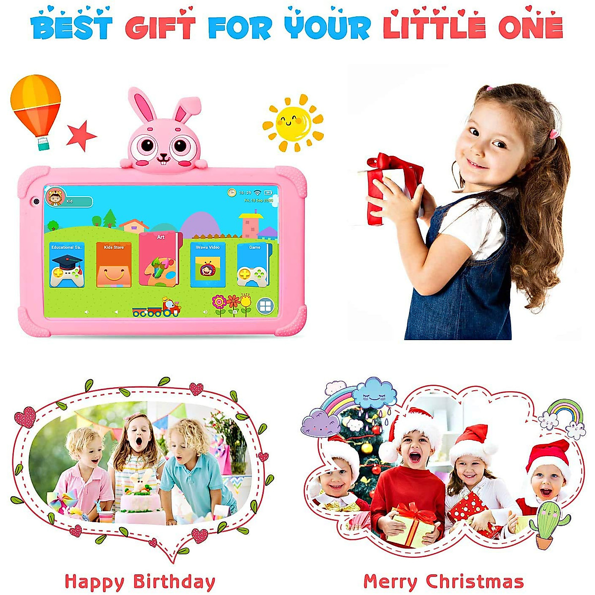 TOPELOTEK Kids Tablet Android Tablet for Kids 7 inch WiFi Toddler Tablet 32GB Quad Core Kids Tablets Support Bluetooth Camera Support Netflix YouTube Parental Control 4000mAh Boys Girls (Pink)