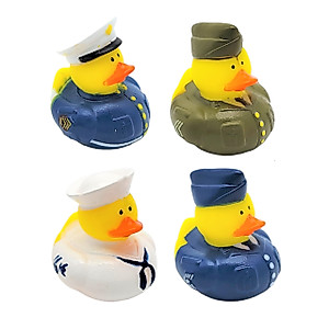 Cool Rubber Ducks (2") Standard Size. (12 Pack) Cute Duck Bath Tub Pool Toys. (Uniform Armed Forces Rubber Ducks)