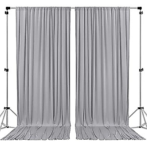 AK TRADING CO. 10 feet x 10 feet Polyester Backdrop Drapes Curtains Panels with Rod Pockets - Wedding Ceremony Party Home Window Decorations - Silver