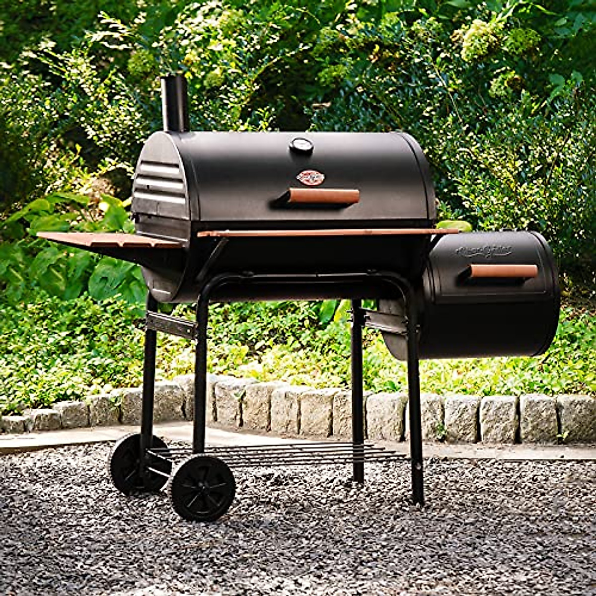Char-Griller E1224 Smokin Pro 830 Square Inch Charcoal Grill with Side Fire Box, 50 Inch, Black