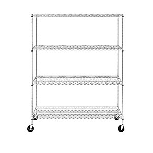 SafeRacks NSF Certified Storage Shelves, Heavy Duty Steel Wire Shelving Unit with Wheels and Adjustable Feet, Used as Pantry Shelf, Garage or Bakers Rack Kitchen Shelving - (24"x60"x72" 4-Tier)