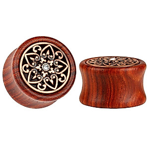 TBOSEN 8PCS Sun Moon Organic Wood Saddle Ear Plugs Tunnels Stretching Punk Piercings Expanders Set