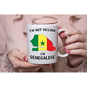 Funny Senegal Pride Coffee Mugs, I'm Not Yelling I'm Senegalese Mug, Gift Idea for Senegalese Men and Women Featuring the Country Map and Flag, Proud Patriot Souvenirs and Gifts