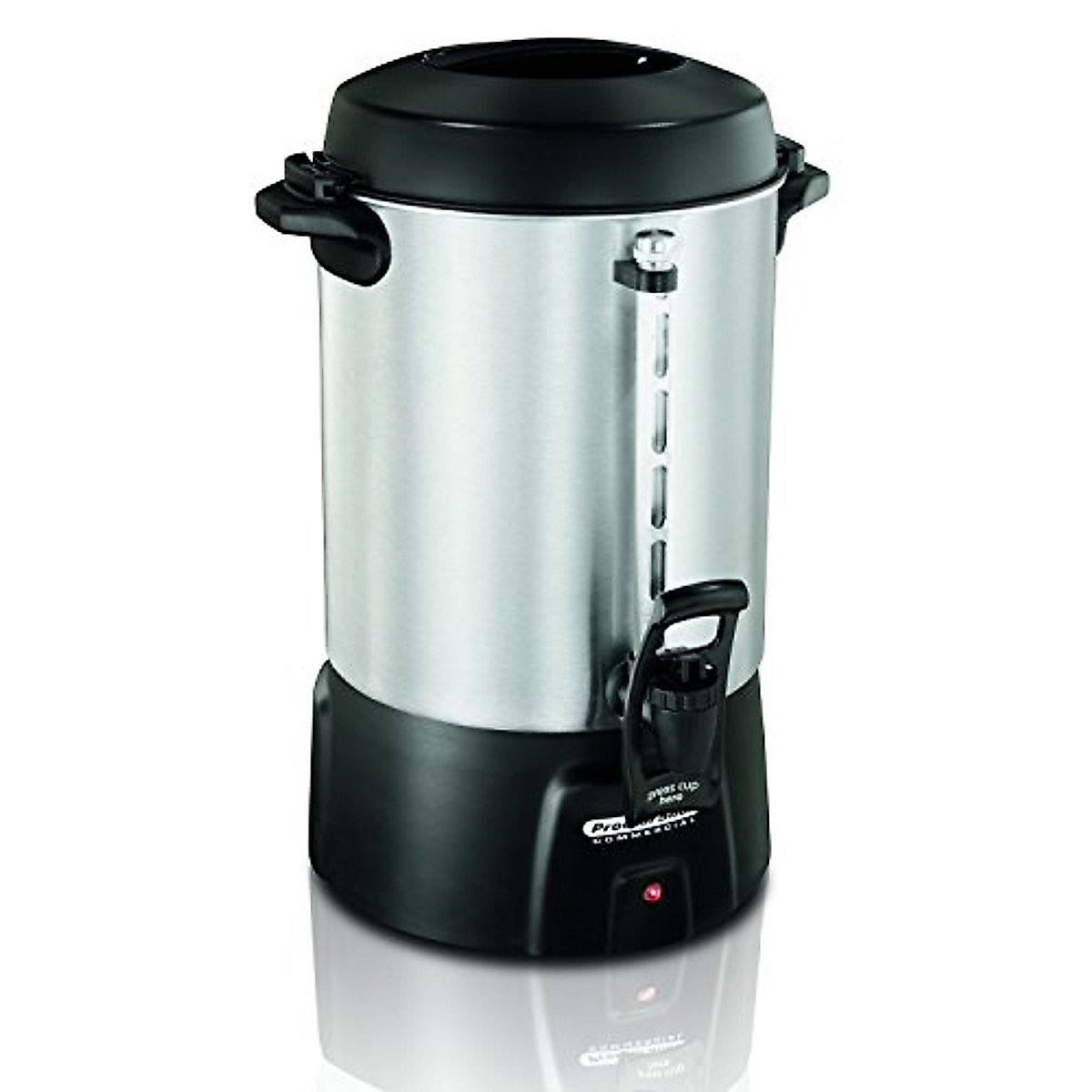 Proctor Silex Commercial 45060R Coffee Urn 60 Cup Aluminum, One Hand Dispensing, Coffee Level Indicator, 16.93" Height, 11.73" Width, 12.56" Length, Stainless Steel