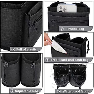 Luggage Cup Holder Travel, Hands-Free Coffee Holder with 2 Coffee Mugs Tightening Drawstring, Travel Essential Accessory for Flying & Travelers - Travel Luggage Accessories by YSCEN (Black)