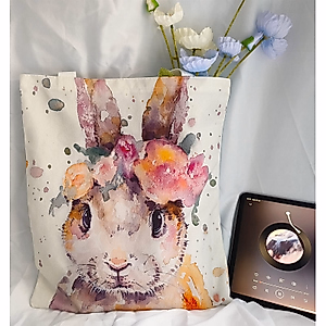 Cute Canvas Tote Bag for Women with Dog Design, Reusable Book Tote Lightweight Shopping Bag for Work Picnic Beach