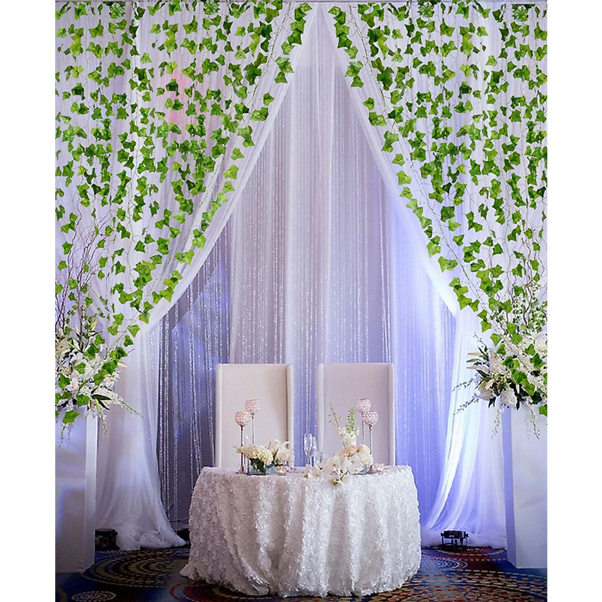 Artiflr 84Feet 12 Strands Artificial Flowers Greenery Fake Hanging Vine Plants Leaf Garland Hanging for Wedding Party Garden Outdoor Office Wall Decoration