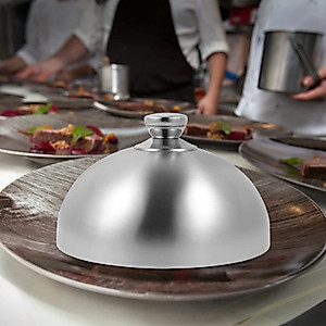 Hemoton Stainless Steel Food Cover Cheese Melting Serving Dome Dish Steak Cover Basting Steaming Cover Serving Dish Lid for Flat Top Griddle Grill Restaurant Home Kitchen (10 inch)