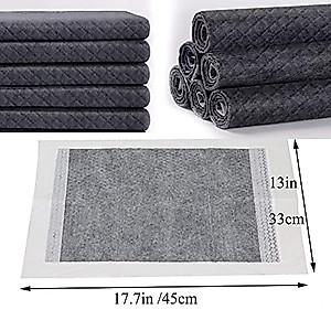 kathson Rabbit Pee Pads Disposable Cage Liners Super Absorbent Black Carbon Odor-Control Bunny Training Pad with Quick-Dry Surface for Bunny Guinea Pig Kitten Hedgehog Small Animals (100 pcs Gray)