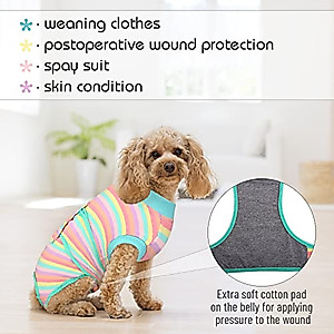 FUAMEY Recovery Suit for Dogs Cats After Surgery,Soft Breathable Pet Bodysuit E-Collar & Cone Alternative Surgical Suit Puppy Wear, Anti Licking Wounds Doggie Onesie for Small Medium and Large Pets
