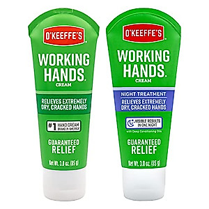 O'Keeffe's Working Hands Hand Cream, 3 oz Tube and Night Treatment Hand Cream, 3 oz Tube
