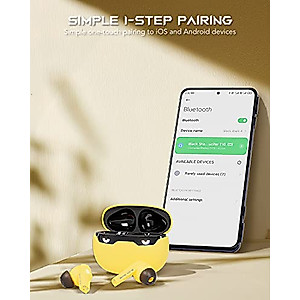 Black Shark Bluetooth Earbuds Wireless Earbuds with Emoji LED Light, Gaming Earbuds with 45ms Ultra Low Latency, Bluetooth 5.1, Music and Gaming Dual Modes, 24H Playtime, IPX5 Waterproof- Yellow