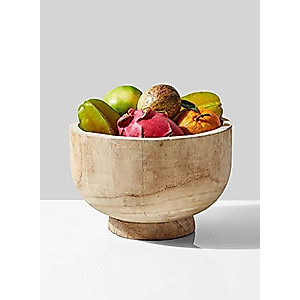 Serene Spaces Living 11" Paulownia Wood Round Bowl, Handmade Wooden Decorative Bowl Fruit Basket for Décor, Parties, Wedding Centerpiece, Floral Arrangements, 7" Tall and 11" Diameter