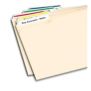 Avery 5266 Permanent Filing Labels, 1/3 Cut, 750/PK, RD/BE/GN/PE/YW