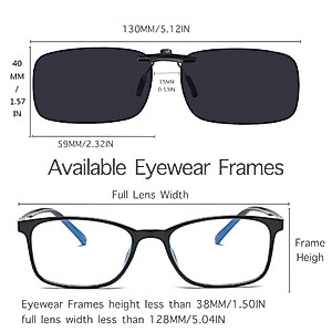 DAUCO Clip On Sunglasses Polarized Clip On Sunglasses Over Prescription Glasses Non-Flip Up